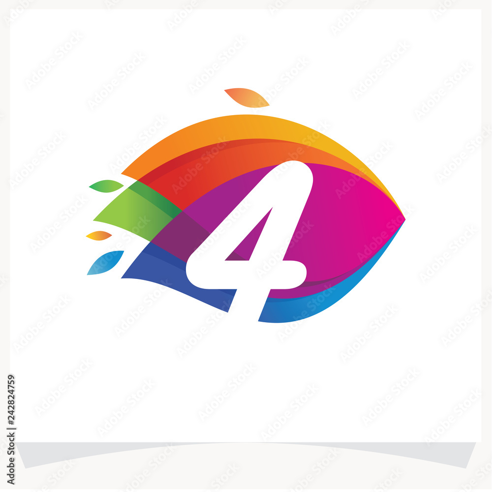 Number 4 Negative Space Design Number 4 Logo At Colorful Multicolor