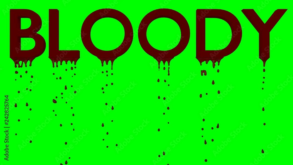 Animated blood dripping from all caps red text bloody. Blood droplets ...