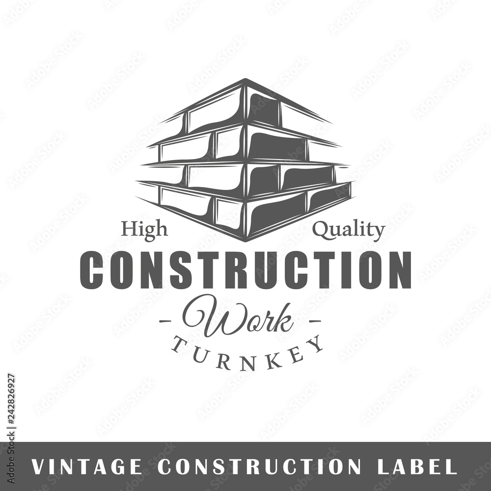 Construction label isolated on white background. Design element ...