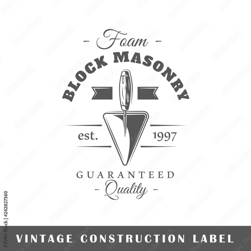 Construction label isolated on white background. Design element ...