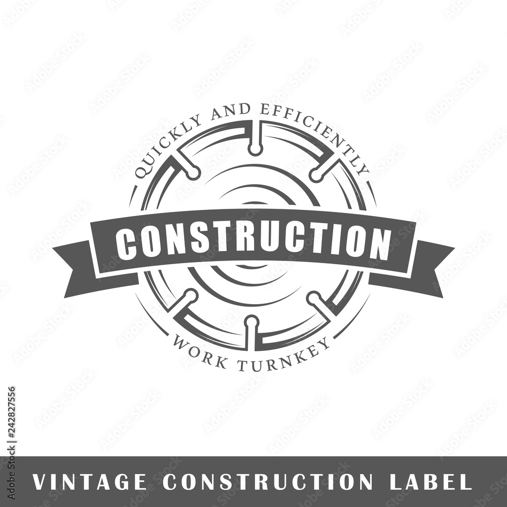 Construction label isolated on white background. Design element ...