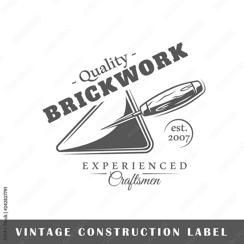 Construction label isolated on white background. Design element ...
