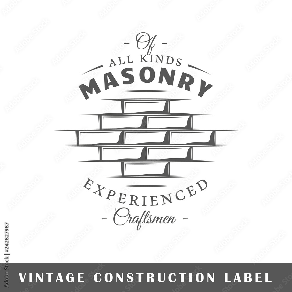 Construction label isolated on white background. Design element ...