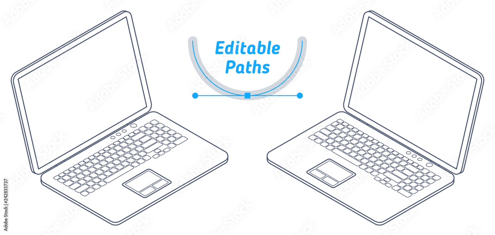 The isometric wireframe model of office laptop set. The outline 3d ...