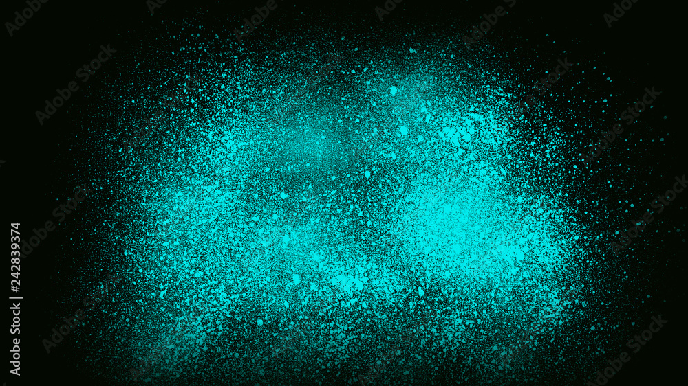 Abstract turquoise watercolor splash in motion background. Art paint spray texture. Watercolor ...