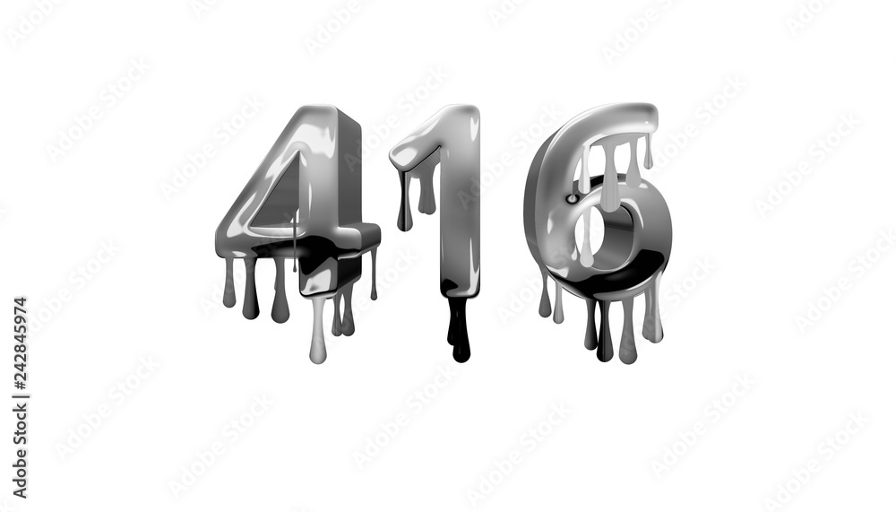 silver dripping number 416 with white background Stock Illustration ...