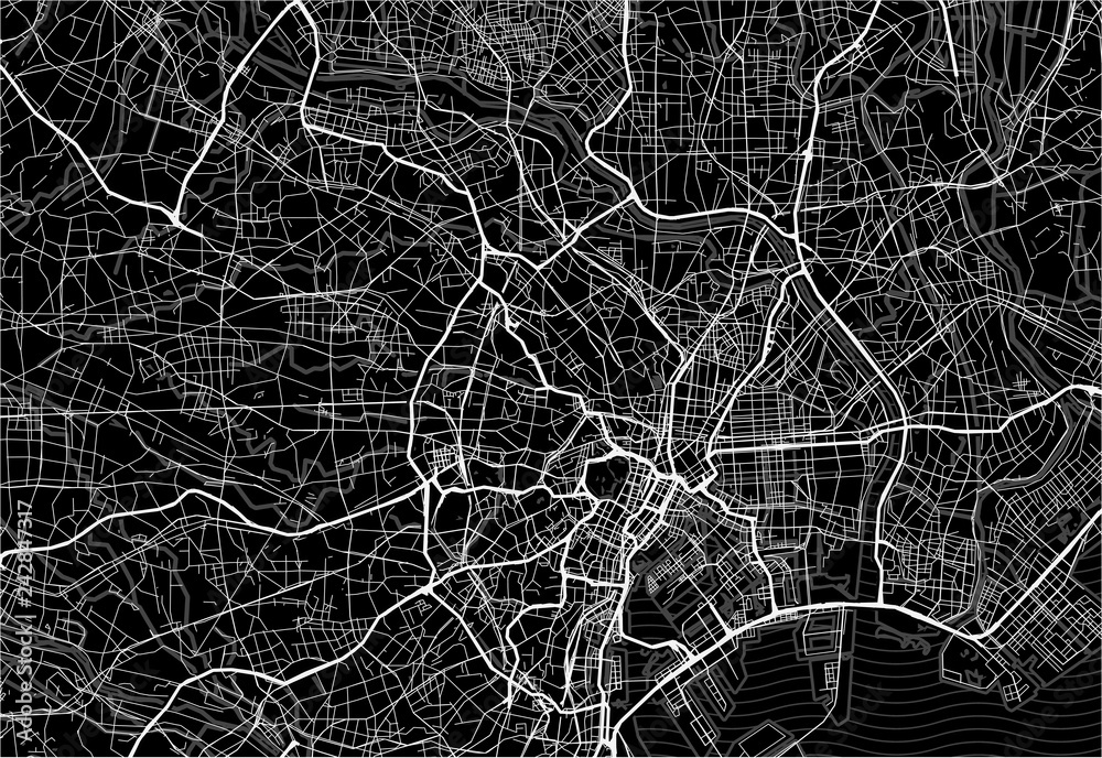 Photo & Art Print Dark area map of Tokyo, Japan, Knut Hebstreit