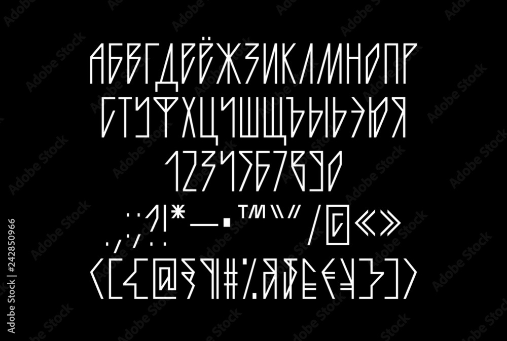 Sharp gothic neon linear tube font, uppercase and lowercase geometric ...