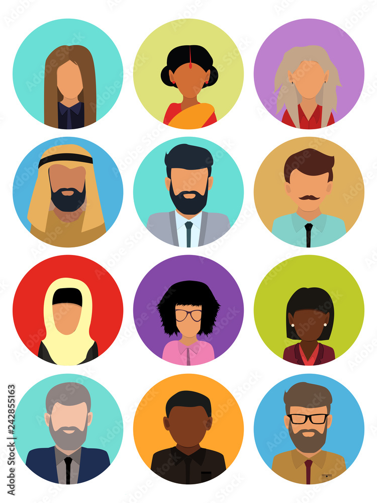 Male and female faces avatars. Business people avatar icons. Men and ...