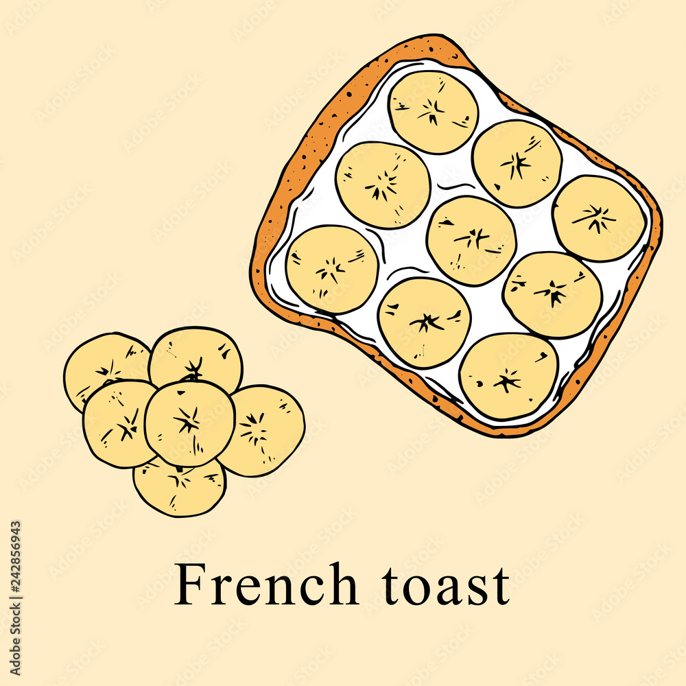 French toast vector illustration in cartoon style. Perfect for menu ...