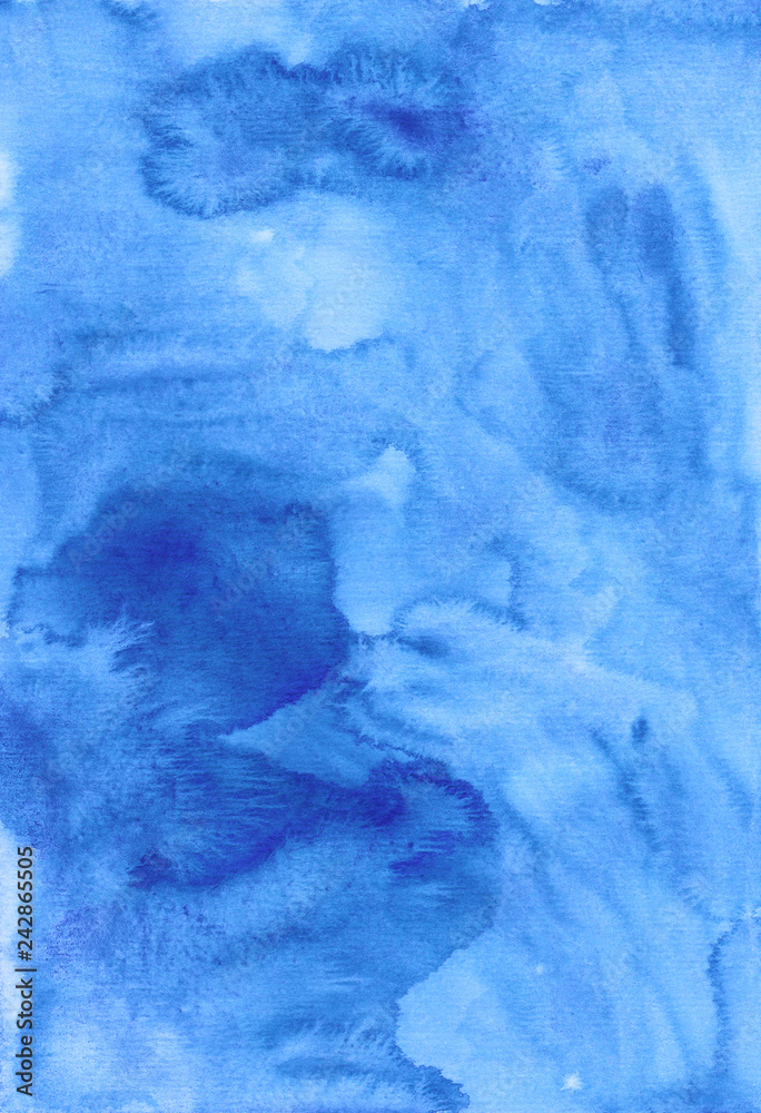 Sky blue watery background. Watercolor abstract blue overlay. Aquarelle ...