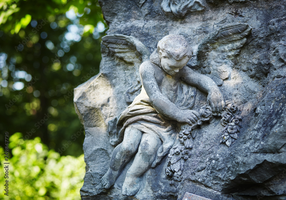 angel statue in sunlight as a symbol of strength, truth and faith Stock ...