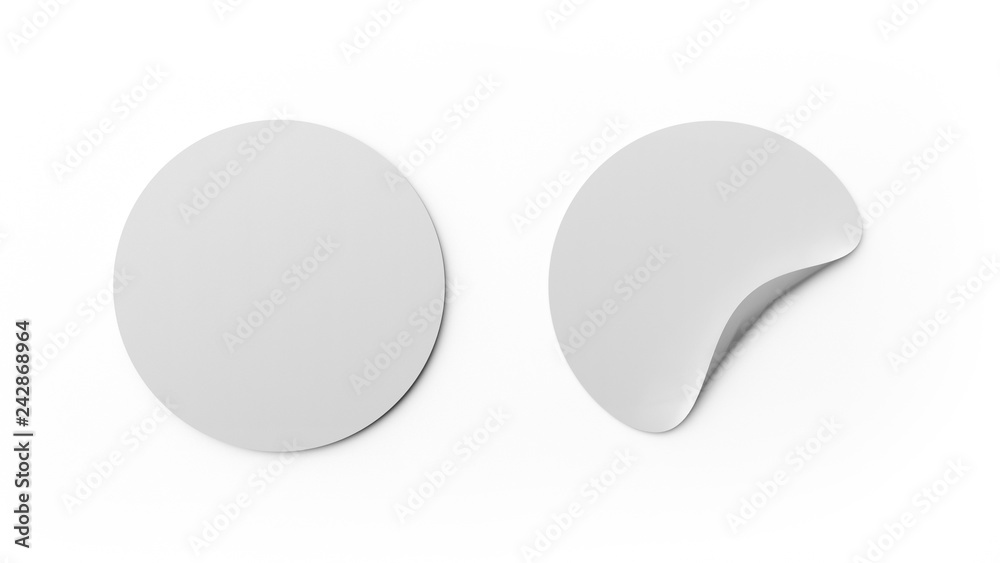 Blank white round stickers or tag template isolated on white background ...