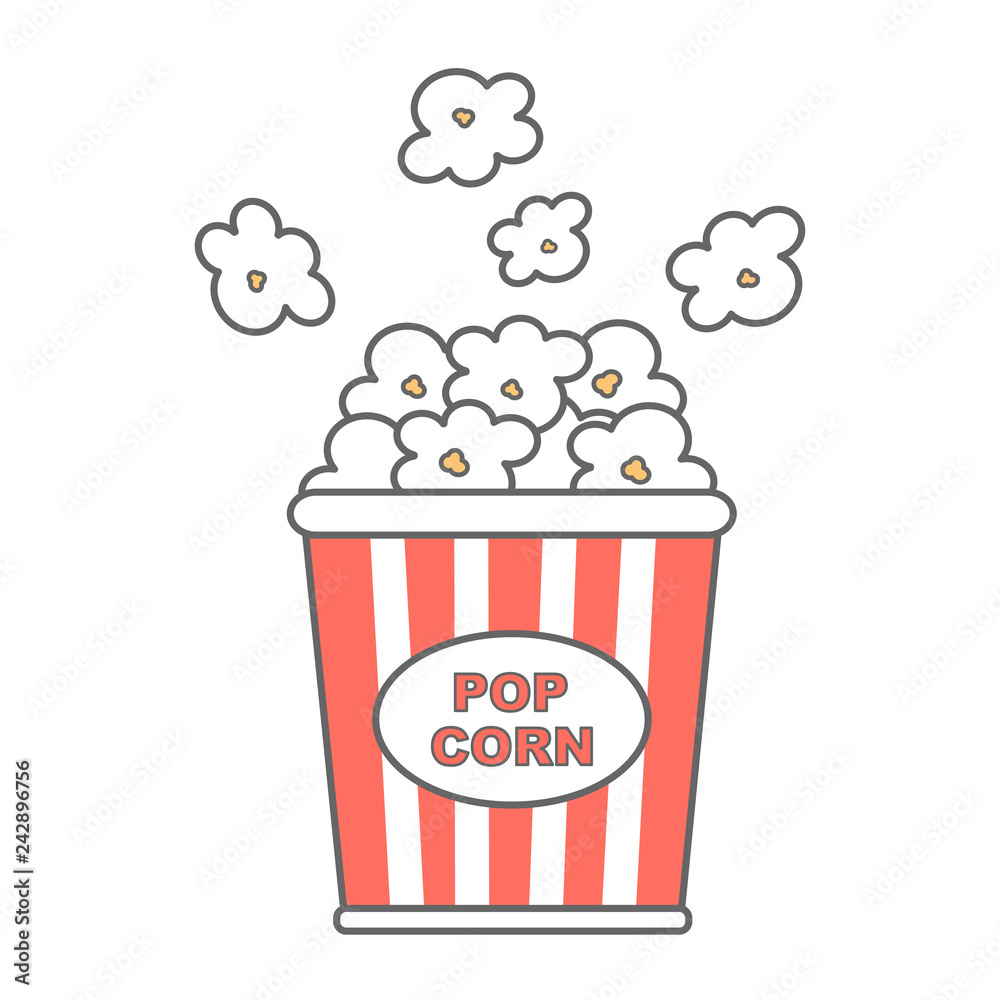 cute cartoon popcorn bucket box vector illustration isolated on white ...