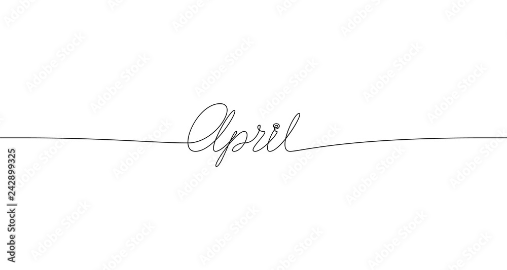 APRIL handwritten inscription. One line drawing of word Stock Vector ...