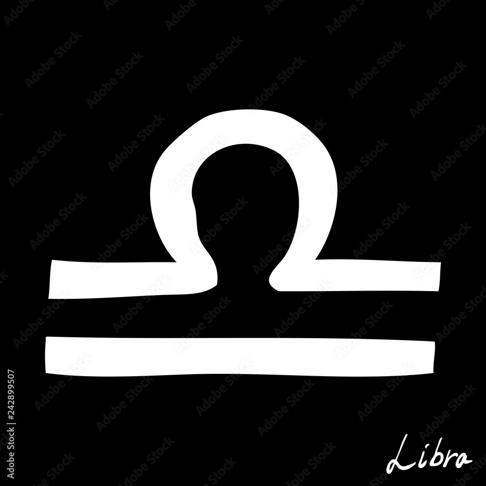 Libra zodiac horoscope hand drawing sign for mystic occult palmistry ...
