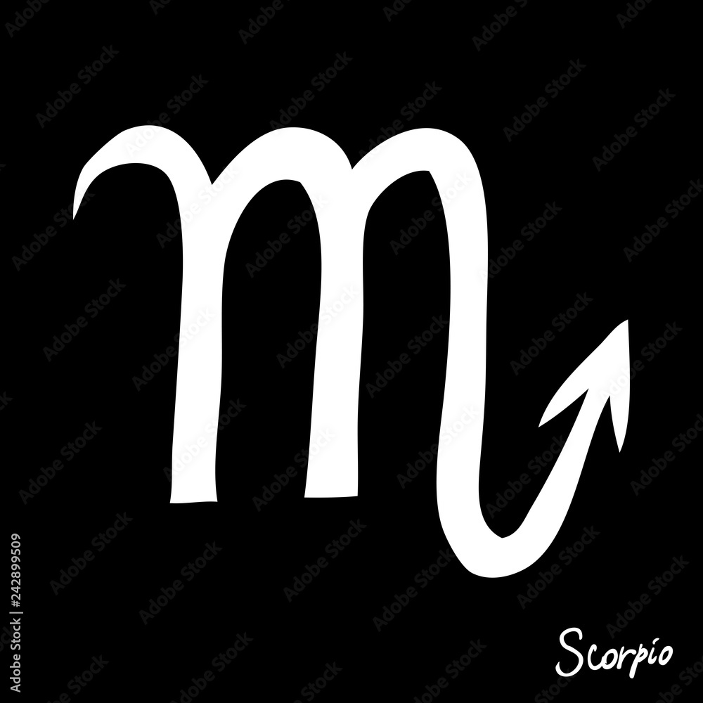 Scorpio zodiac horoscope hand drawing sign for mystic occult palmistry ...
