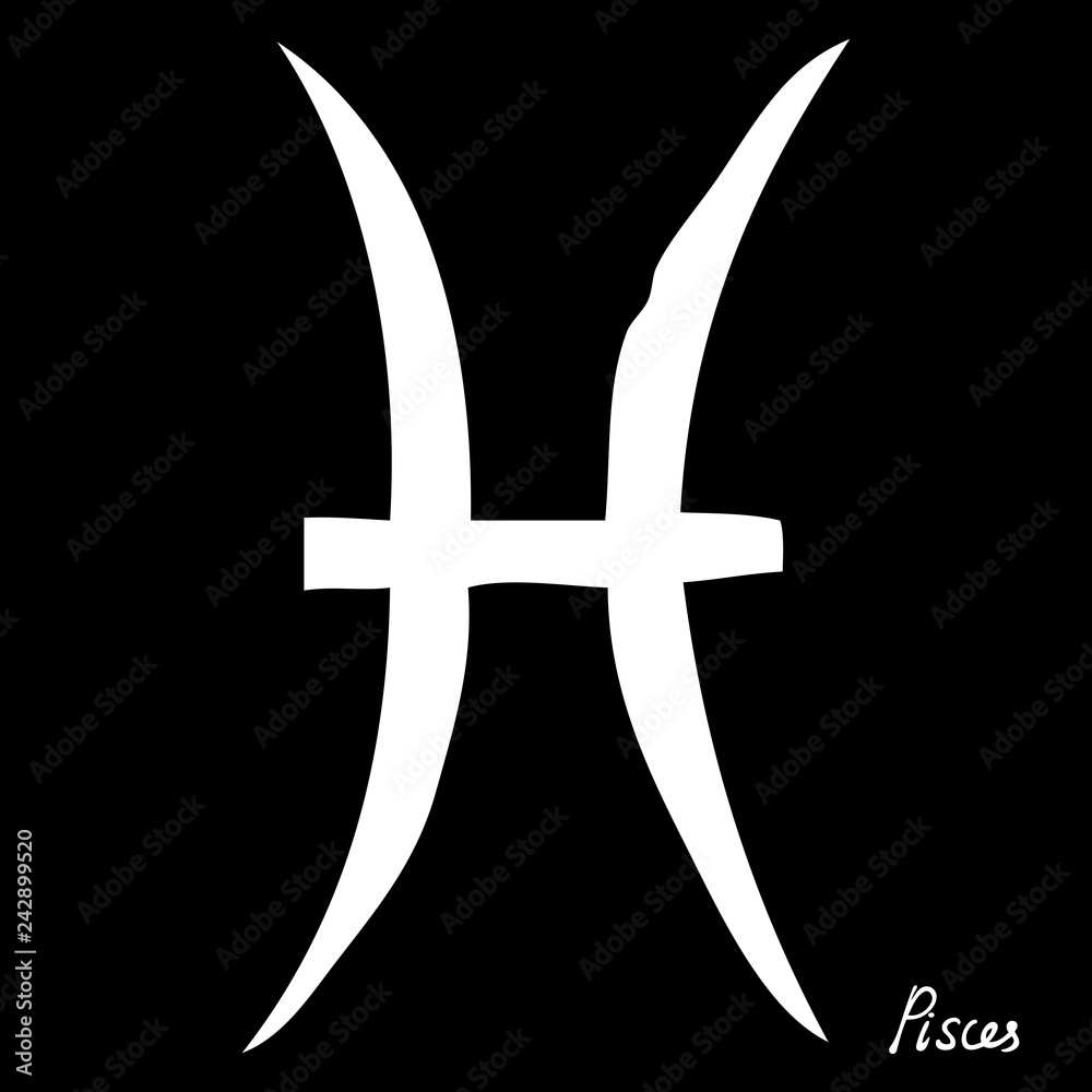 Pisces zodiac horoscope hand drawing sign for mystic occult palmistry ...