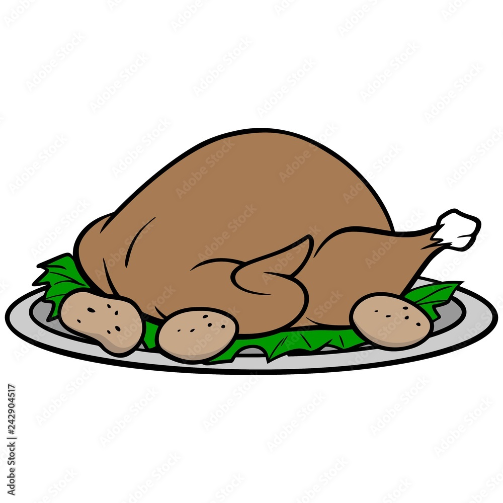 Cartoon Cooked Thanksgiving Turkey