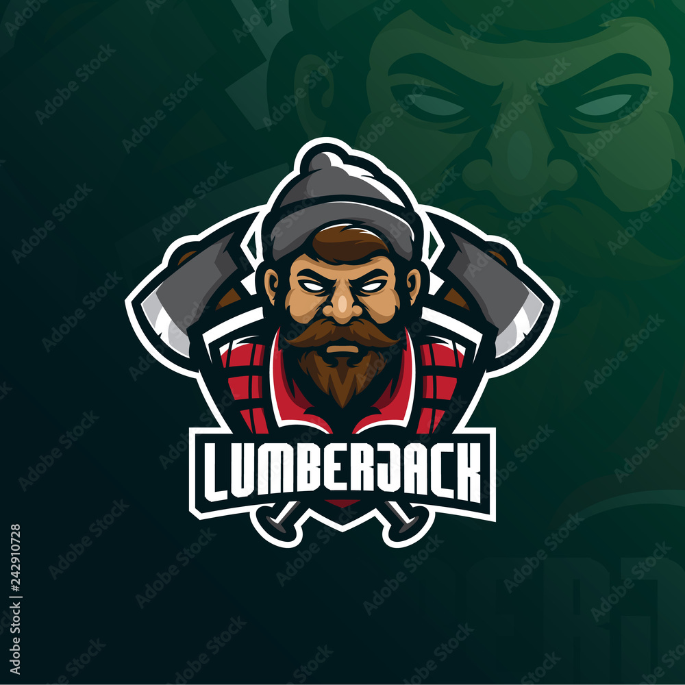Poster lumberjack mascot logo design vector with modern illustration ...
