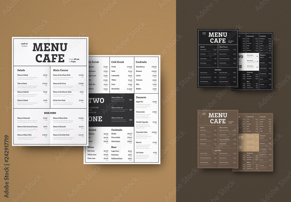 Type-Based Restaurant Menu Layout Stock Template | Adobe Stock