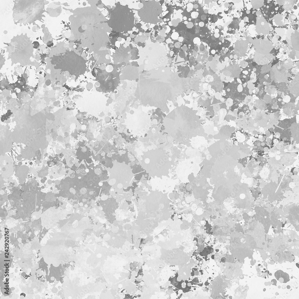 Gray paint splatter effect texture on white paper background. Artistic ...