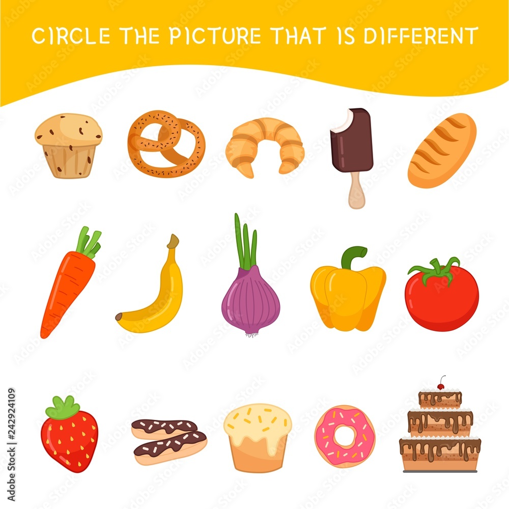 Educational game for children. Find the different pictures. Kids ...