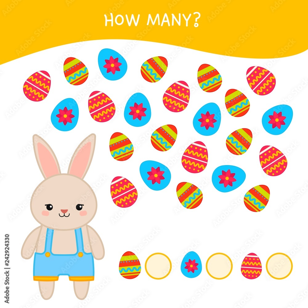 Counting educational children game, math kids activity sheet. How many ...