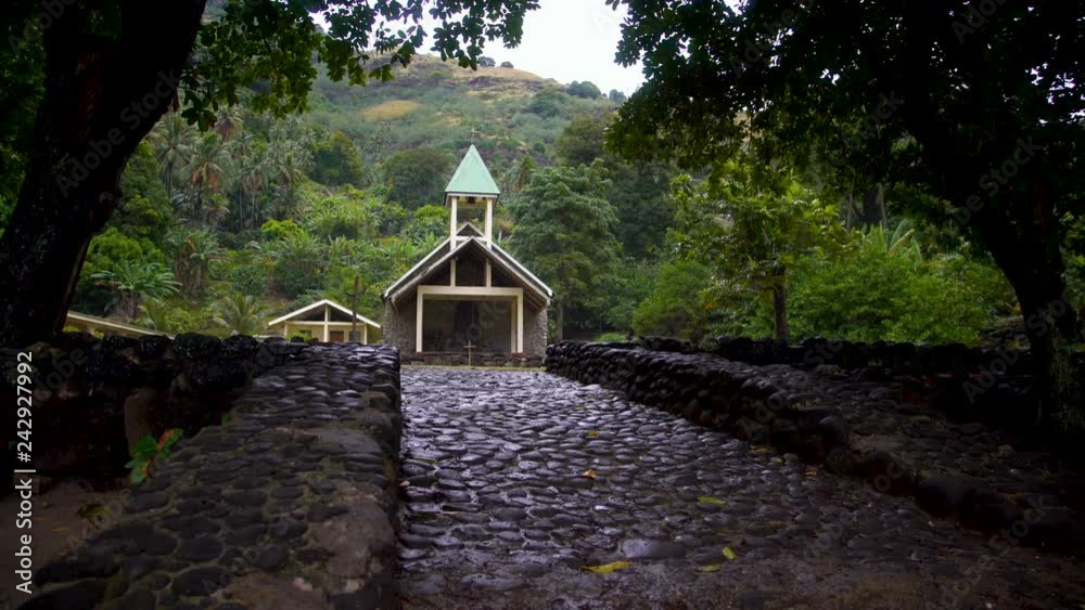 Church building Vaitahu on Tahuata Island Marquesas Pacific Stock Video ...