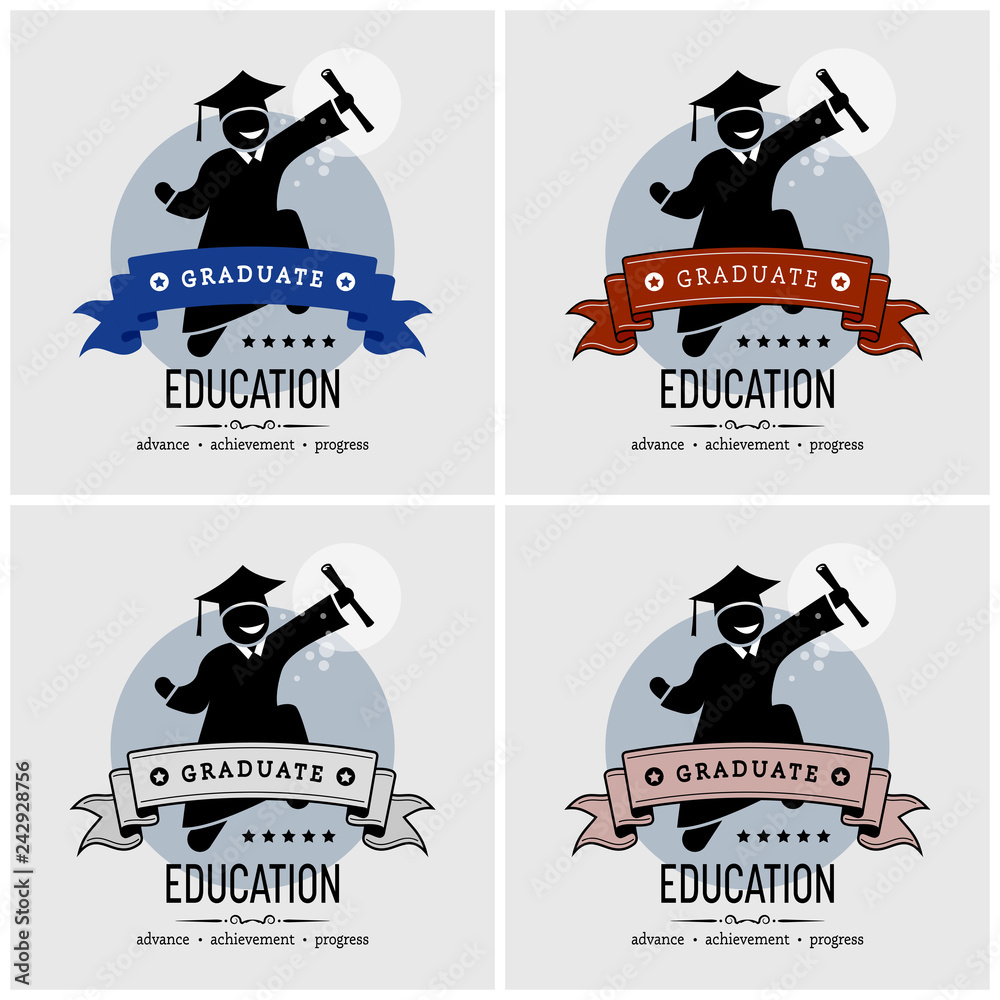 Student graduation logo design. Vector artwork of a graduated ...
