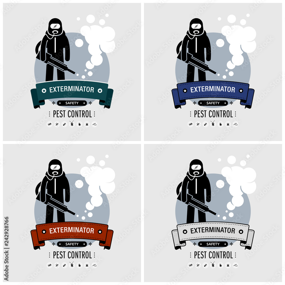 Exterminator logo design. Vector artwork of pest control company with a ...