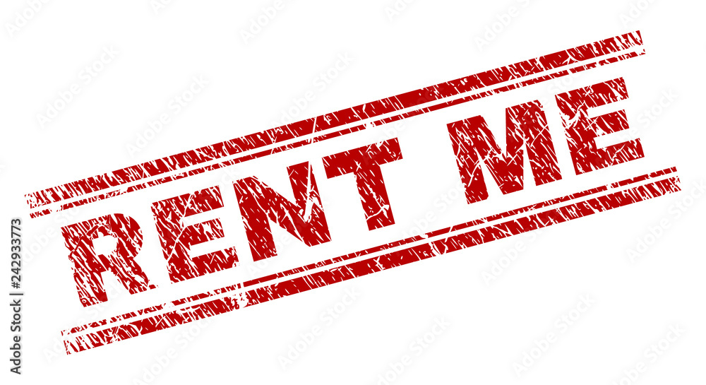 RENT ME seal print with grunge style. Red vector rubber print of RENT ...