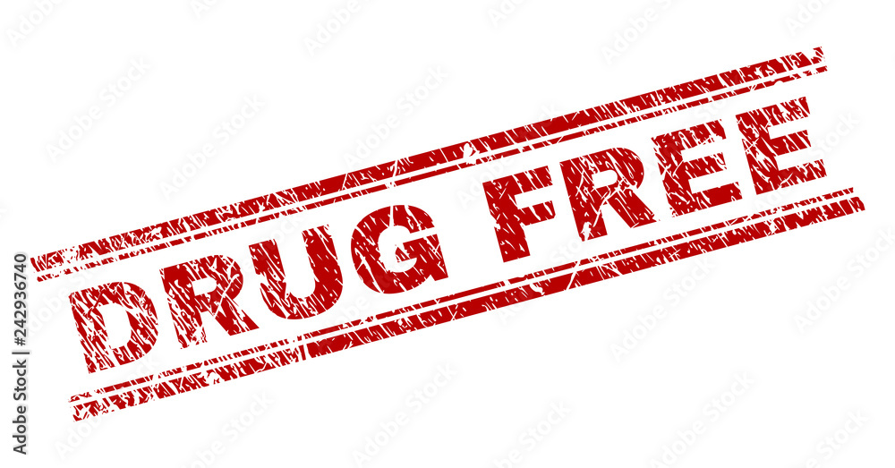 Vecteur Stock DRUG FREE seal print with grunge texture. Red vector ...