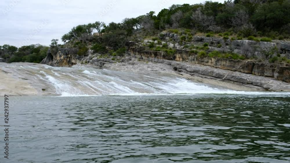 River flowing over limestone rock at Pedernales State Park in Texas on ...