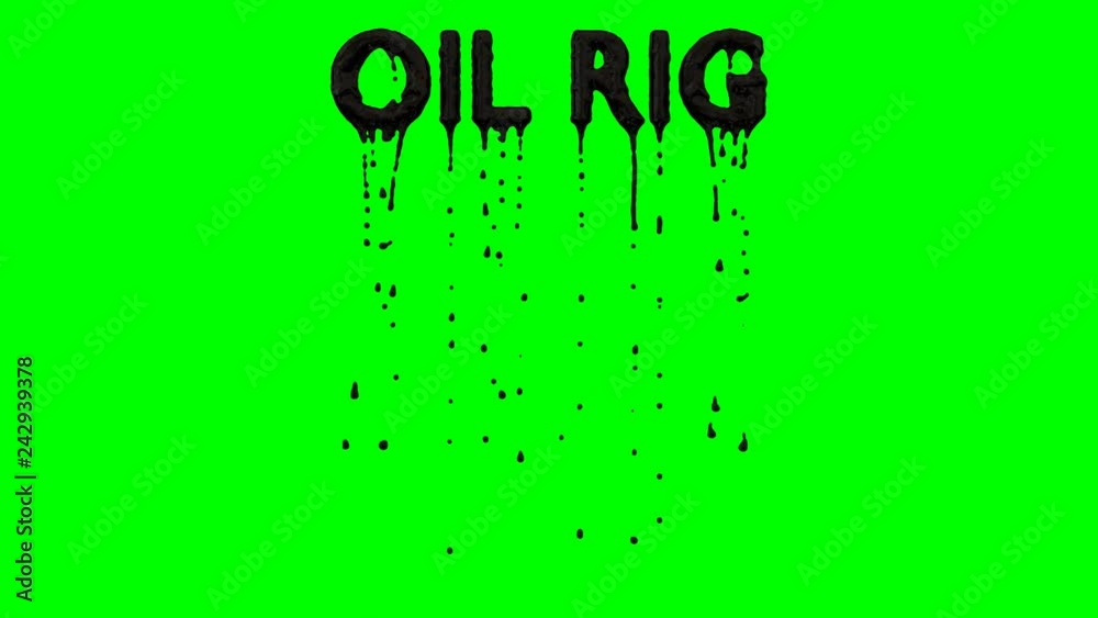 Animated dripping a lot of oil or black oil paint from all caps text ...