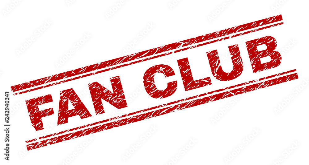 FAN CLUB seal imprint with corroded texture. Red vector rubber print of ...