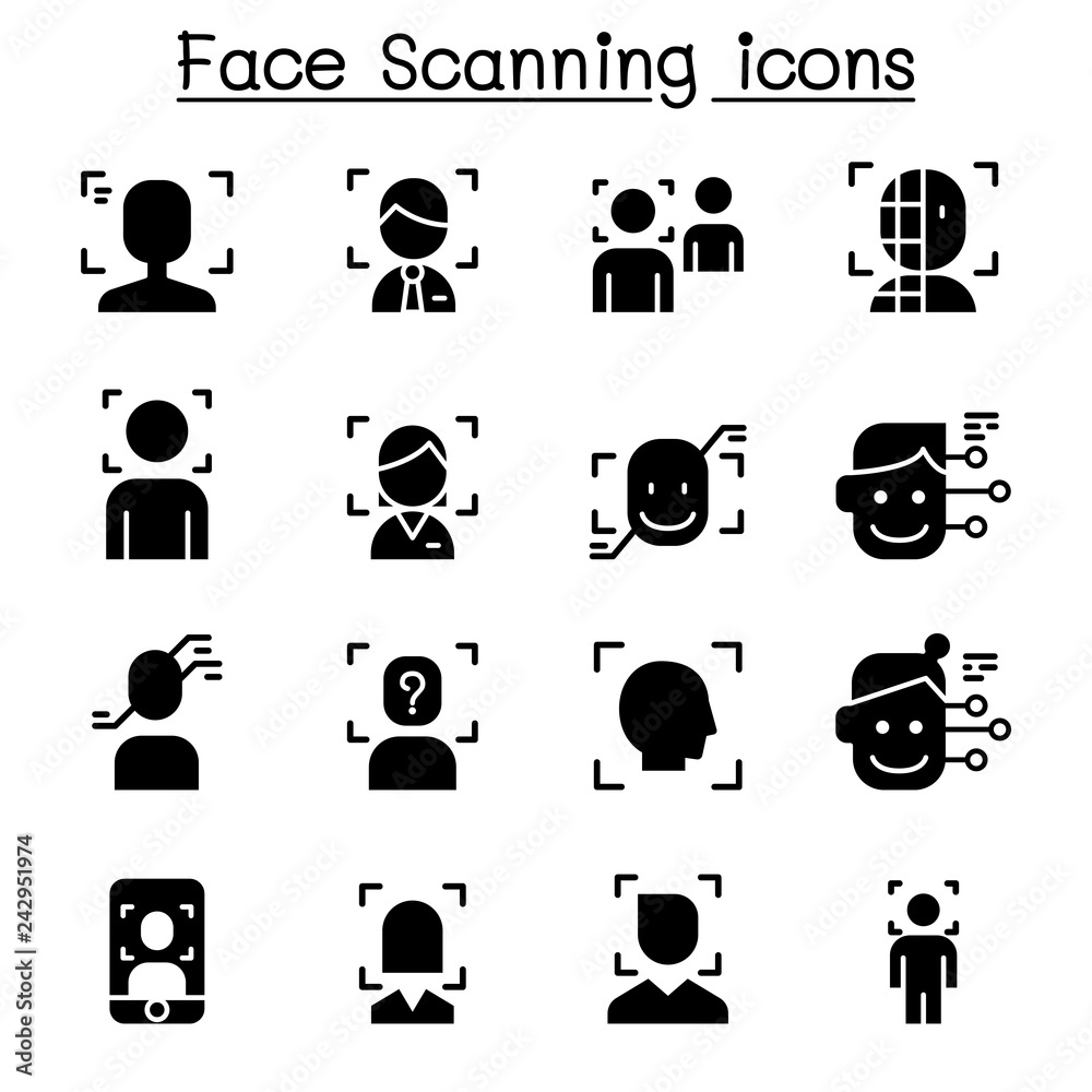 Face Detection Recognition And Scanning Icon Set Stock Vector Adobe