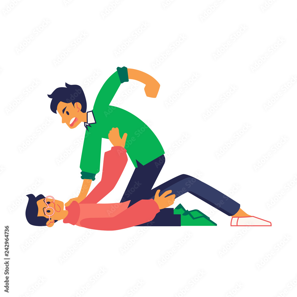 Vector physical conflict concept with young man with angry facial ...