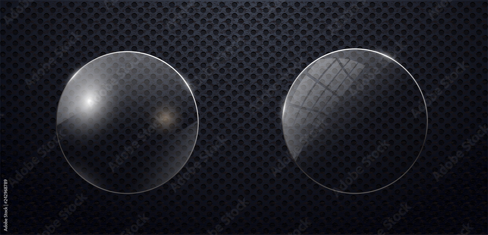 glass circle set on transparent background. Clear glass showcase ...