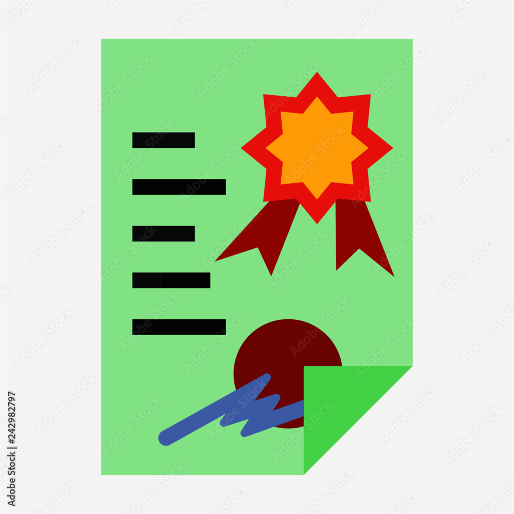 Flat certificate of origin pixel perfect vector icon Stock-Vektorgrafik ...