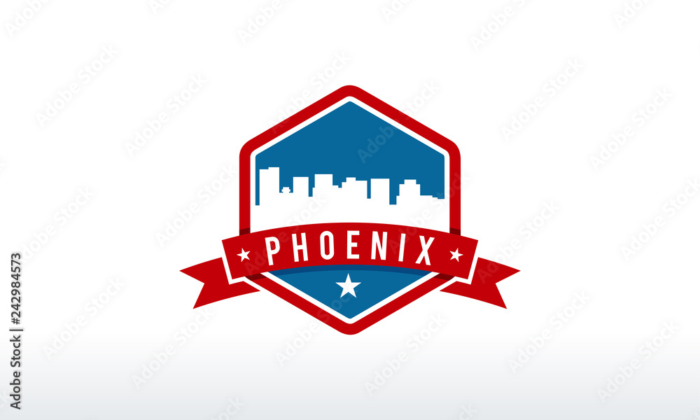 Phoenix City Skyline Logo badge vector illustration Stock Vector ...