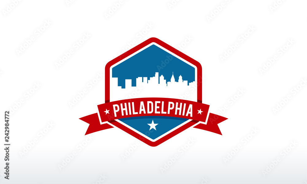 Philadelphia City Skyline Logo badge vector illustration Stock Vector ...