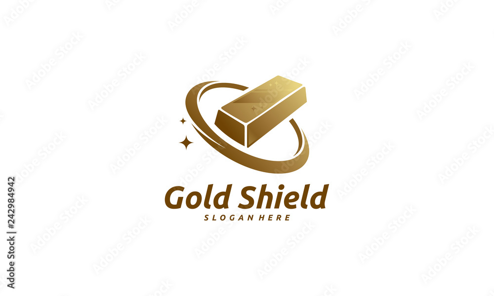 Gold Shield logo designs concept vector, Gold Bar Finance logo Stock ...