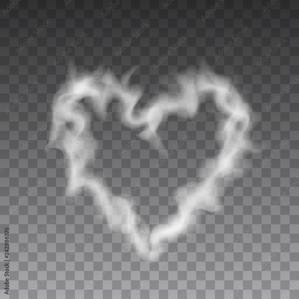 Beautiful realistic vector of smoke or steam heart sign or on ...