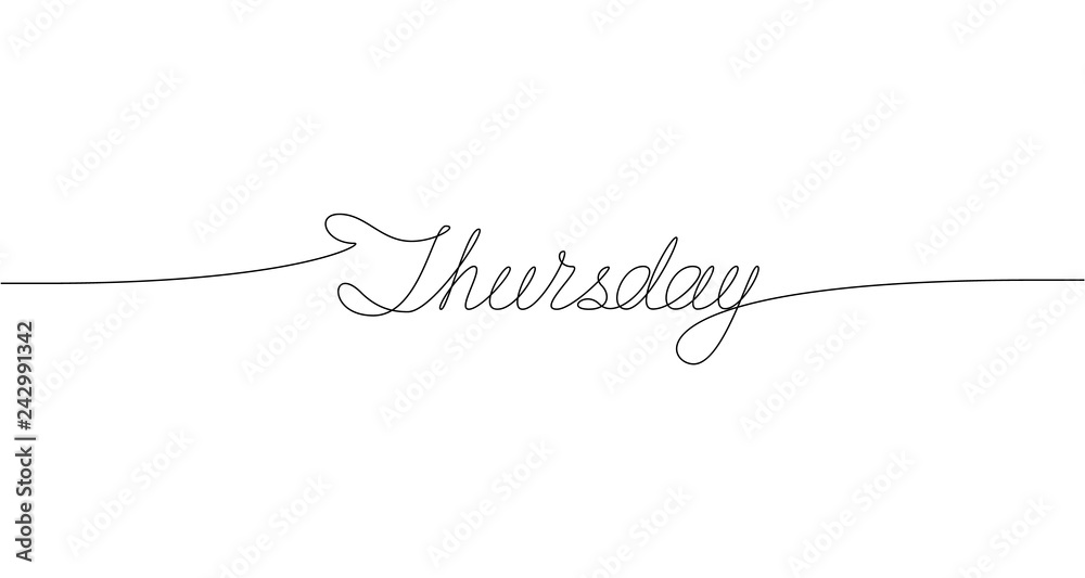 THURSDAY handwritten inscription. One line drawing of word Stock Vector ...