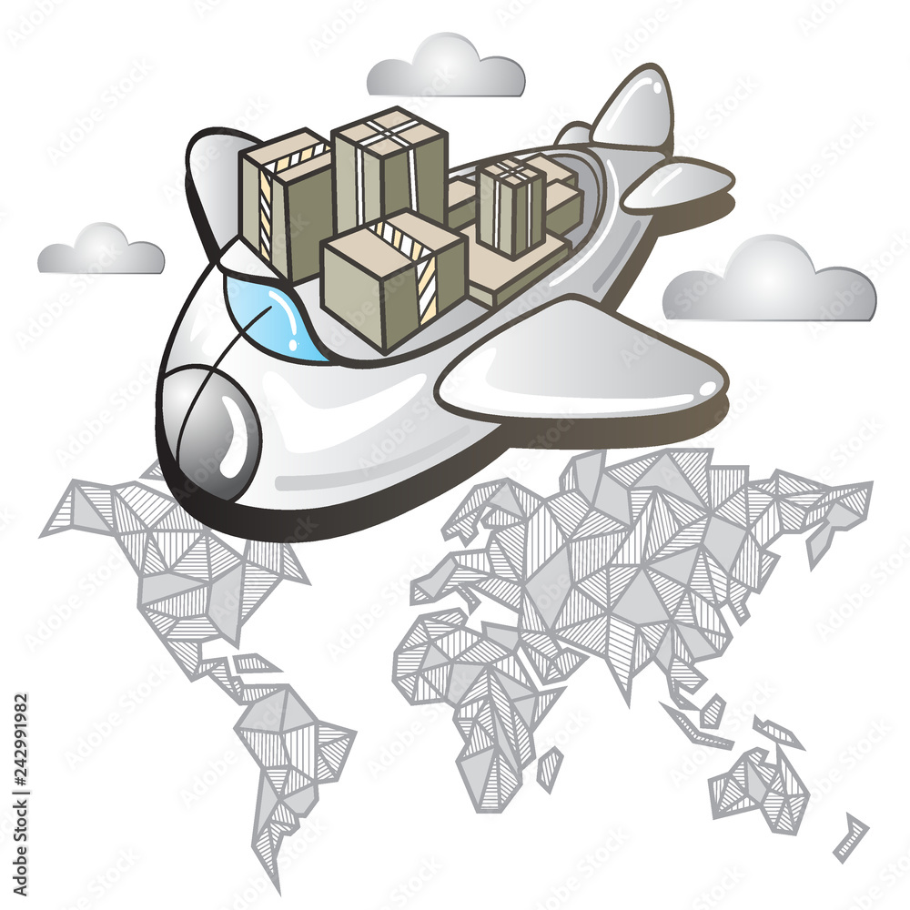 Cartoon Air freight, Transportation logistics Stock Illustration ...