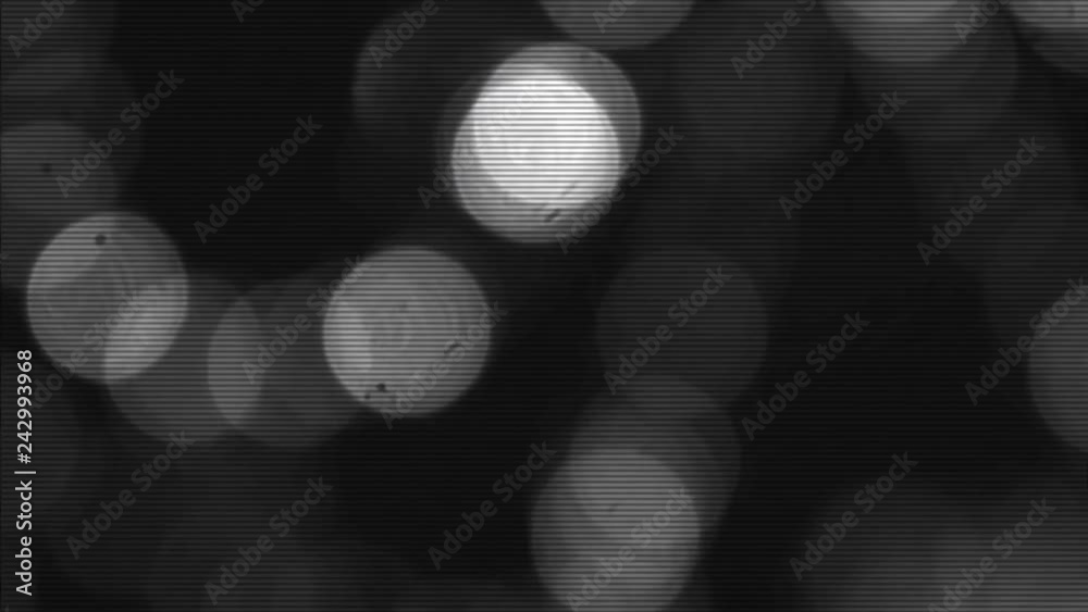 Dramatic black and white bokeh with interlaced scanlines retro VHS ...