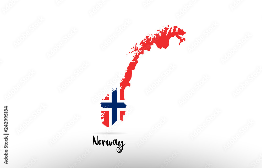 Norway country flag inside map contour design icon logo Stock Vector ...