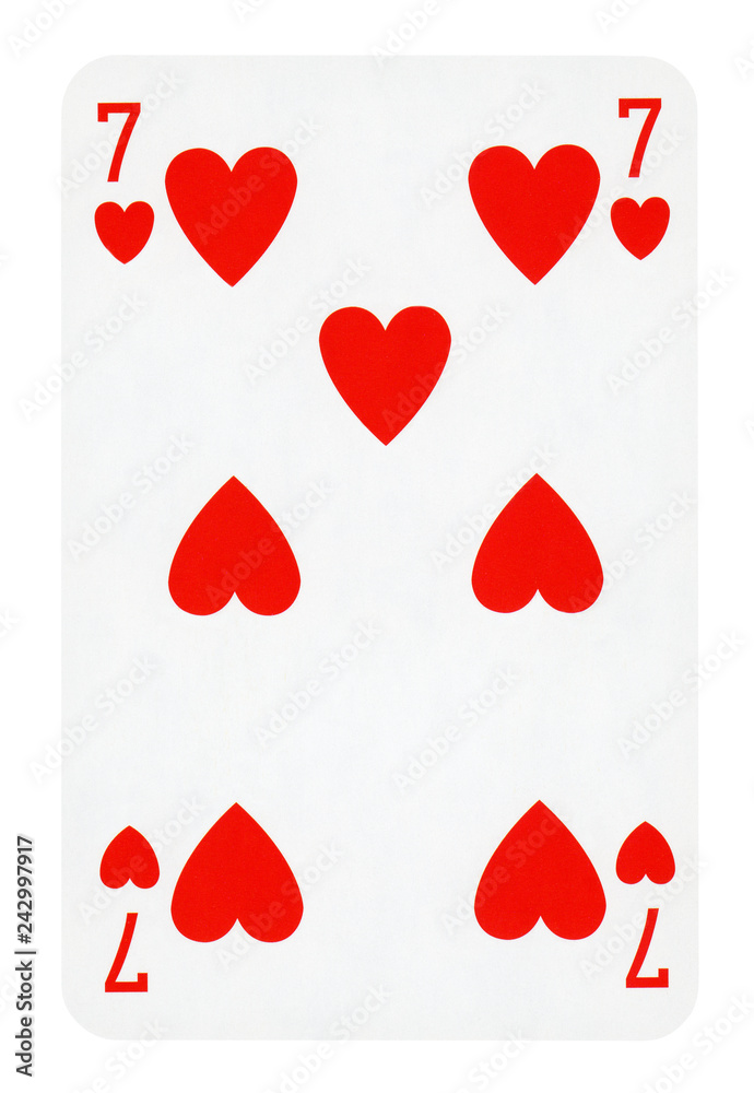Seven of Hearts playing card - isolated on white (clipping path ...