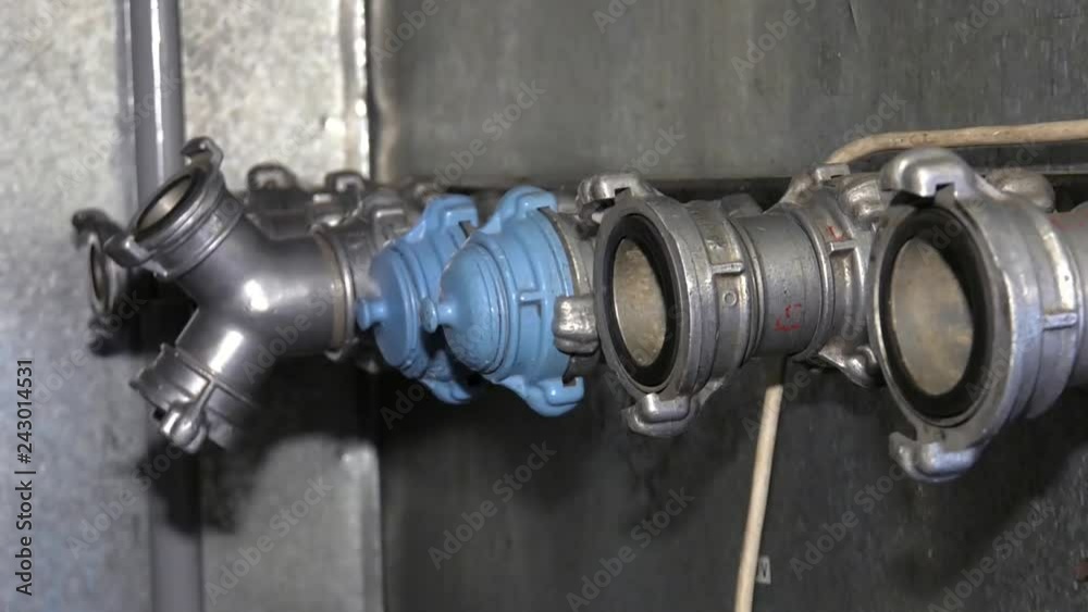 Fire extinguishing equipment. Metalic fireplug for fire fighting. Metal ...